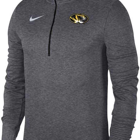 NIKE MISSOURI TIGERS MENS GREY PACER LOGO LONG SLEEVE 1/4 ZIP PULLOVER ...