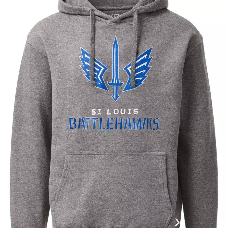 XFL Men's St. Louis BattleHawks Lockup Logo Grey Hoodie | ST. LOUIS ...